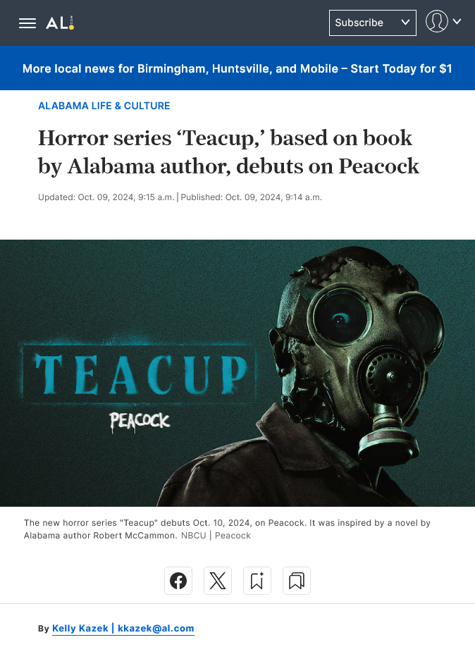 AL.com article with quotes from Robert McCammon – Robert McCammon